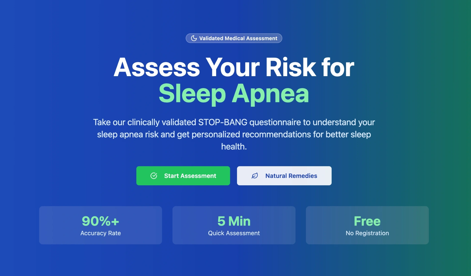 Sleep Apnea Assessment - Free STOP-BANG Score